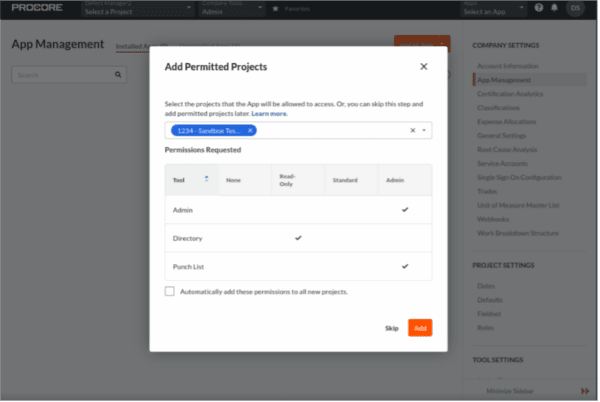Procore Integration - DLP Manager